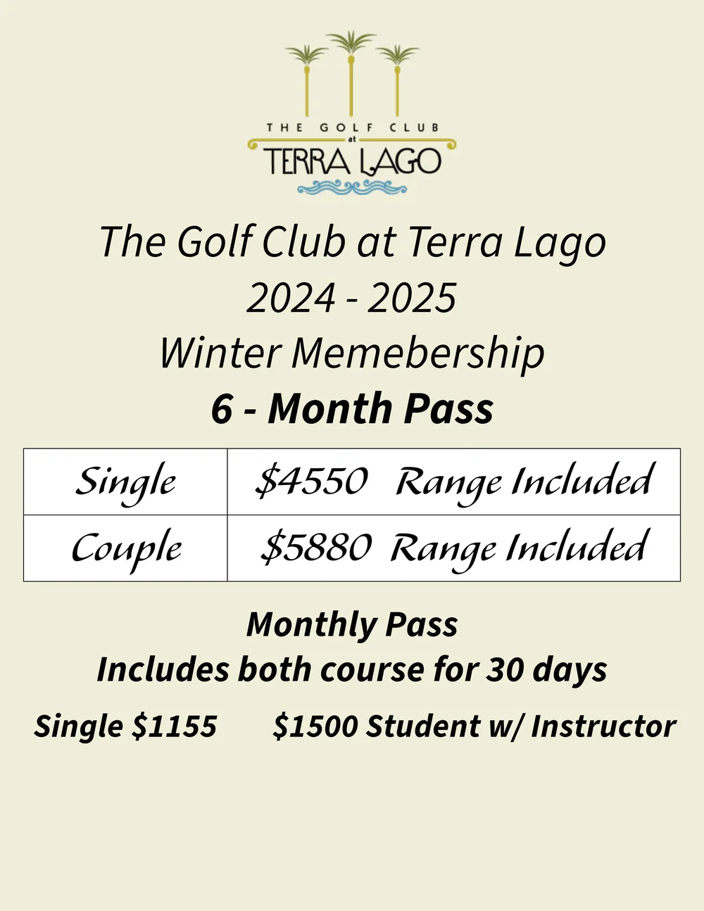 Golf Passes — Terra Lago