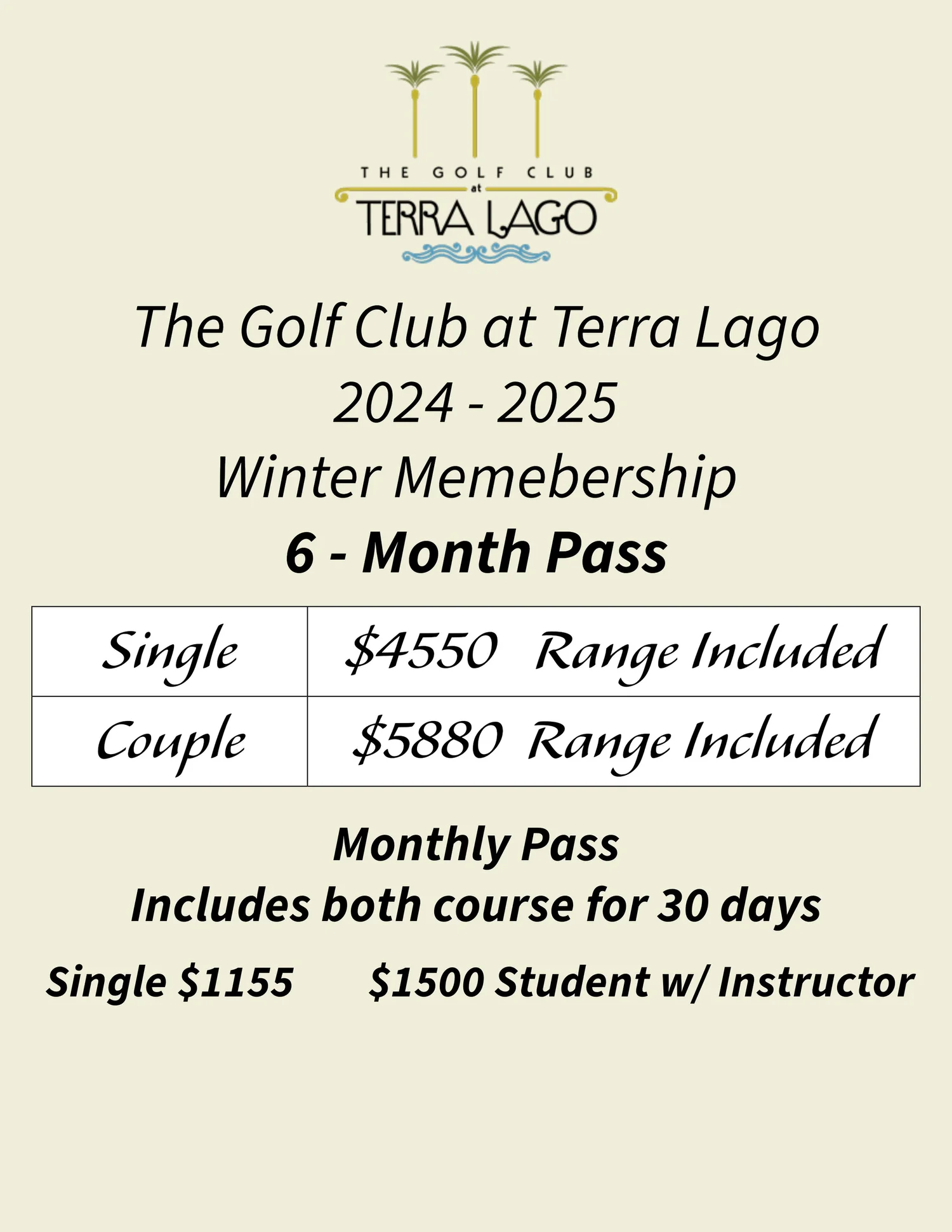 Golf Passes — Terra Lago