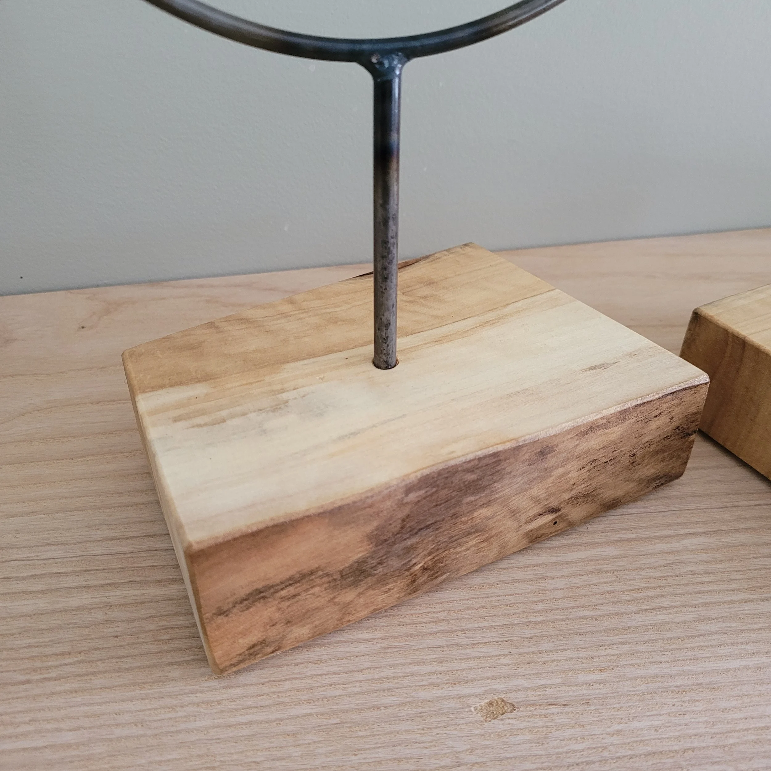 pair of 8" glass stands on maple — dave hardell