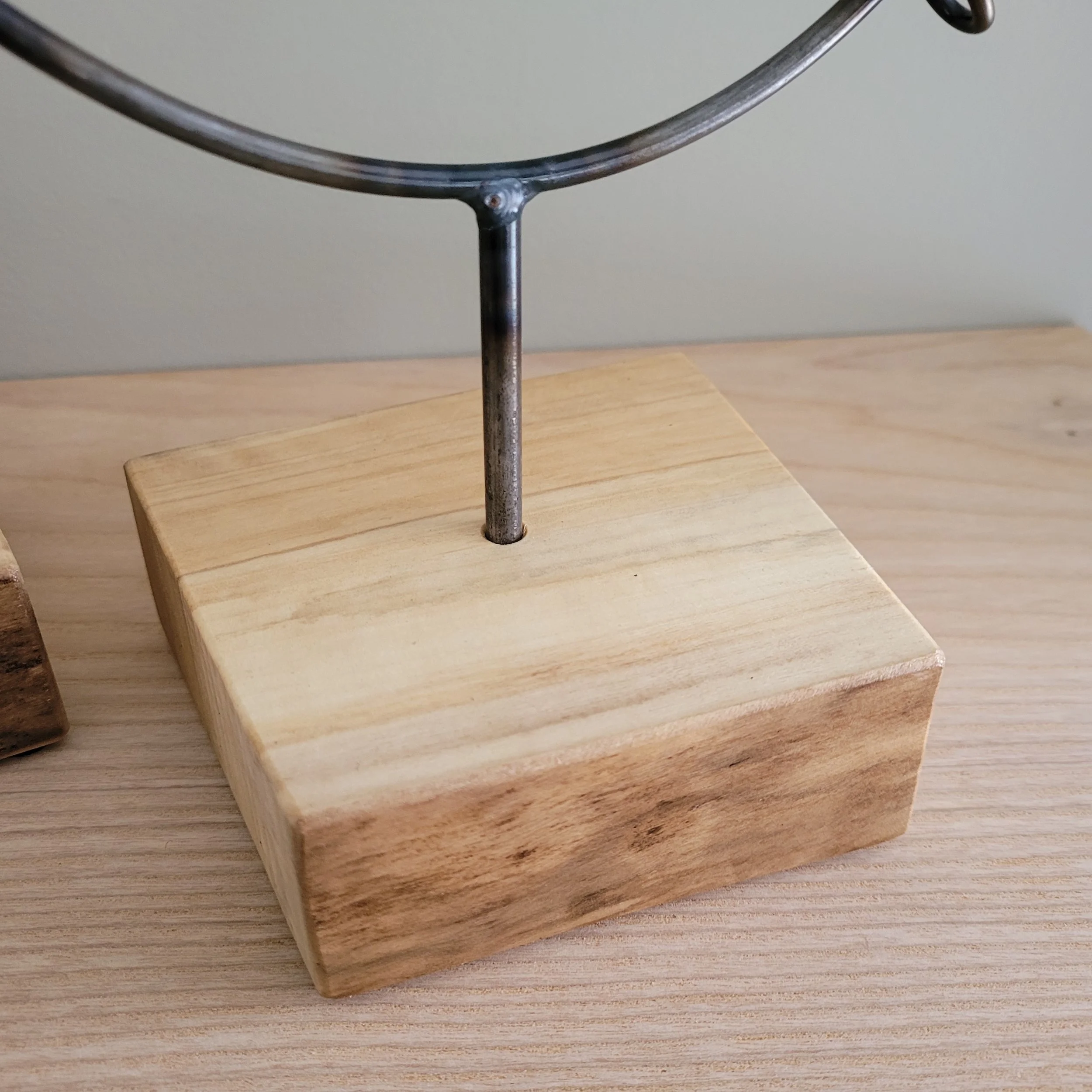 pair of 8" glass stands on maple — dave hardell