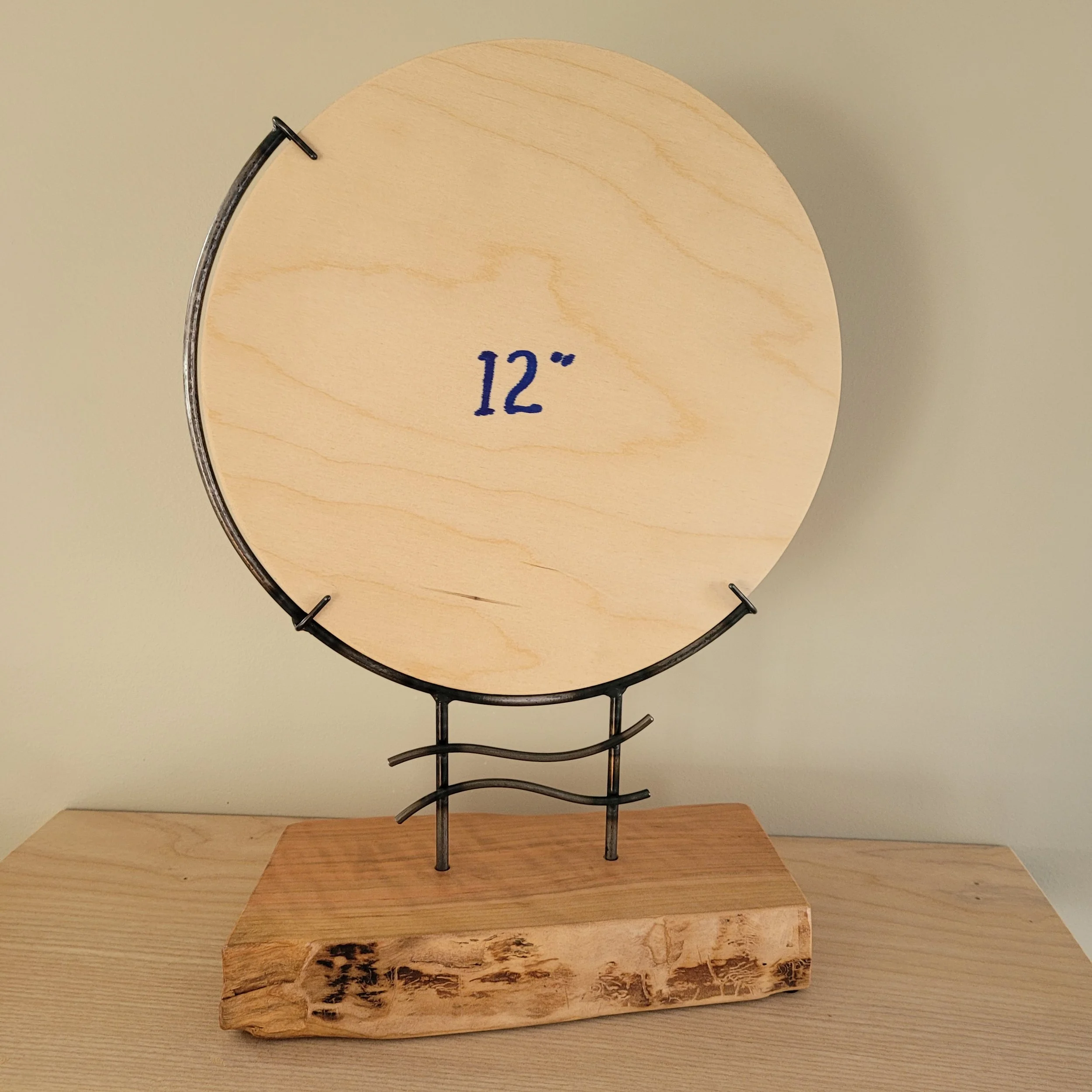 12" round glass stand on maple — dave hardell