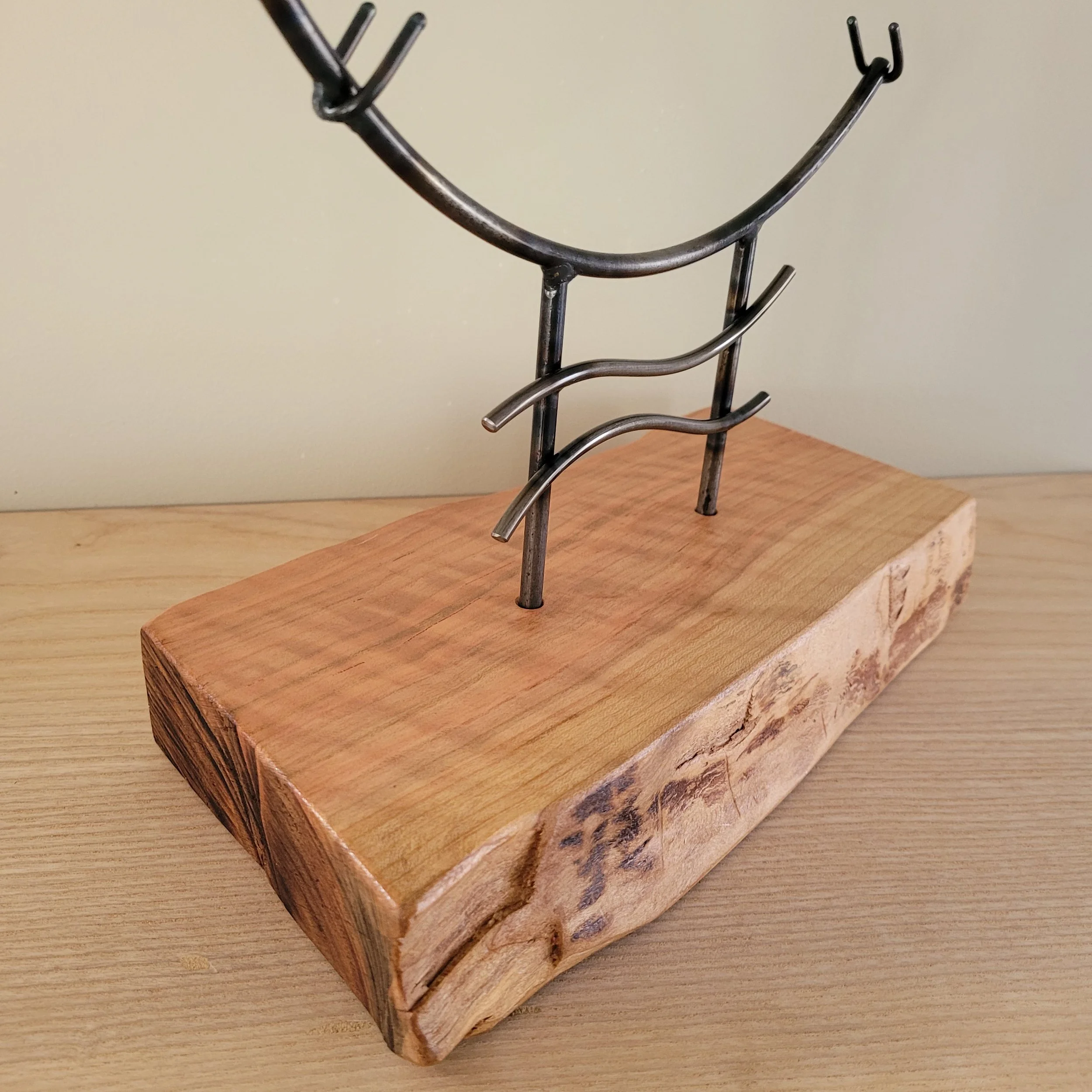 12" round glass stand on maple — dave hardell