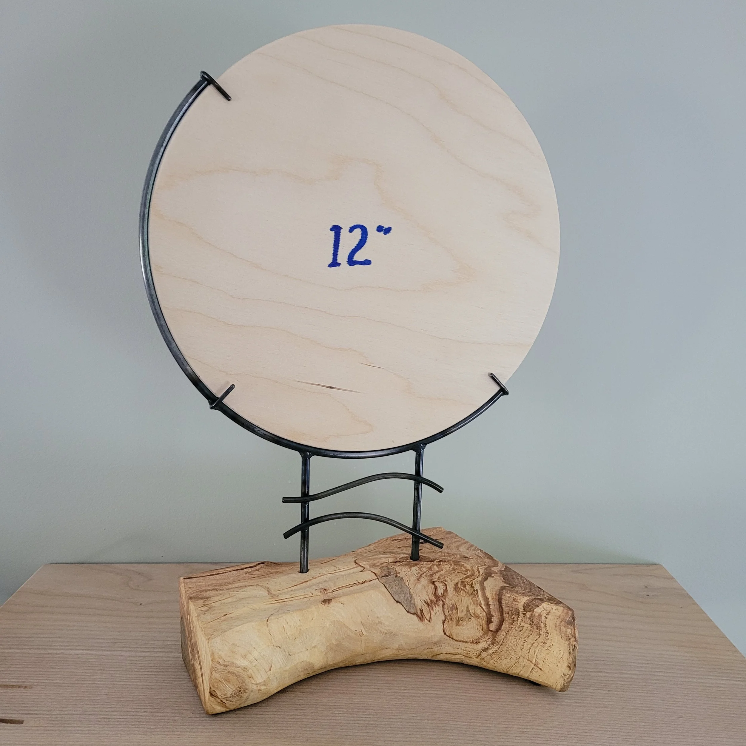 12" round glass stand on carved spalted maple — dave hardell