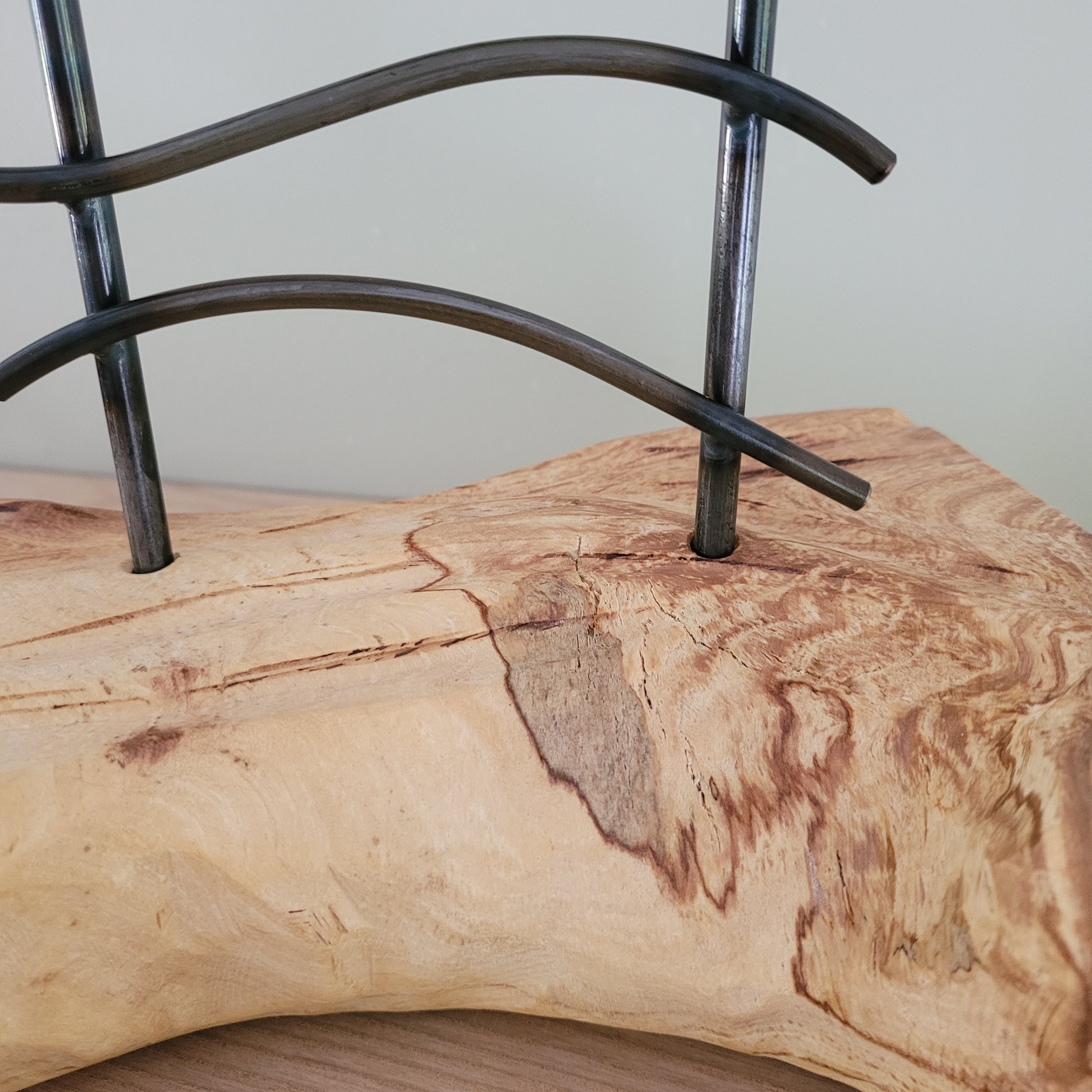 12" round glass stand on carved spalted maple — dave hardell