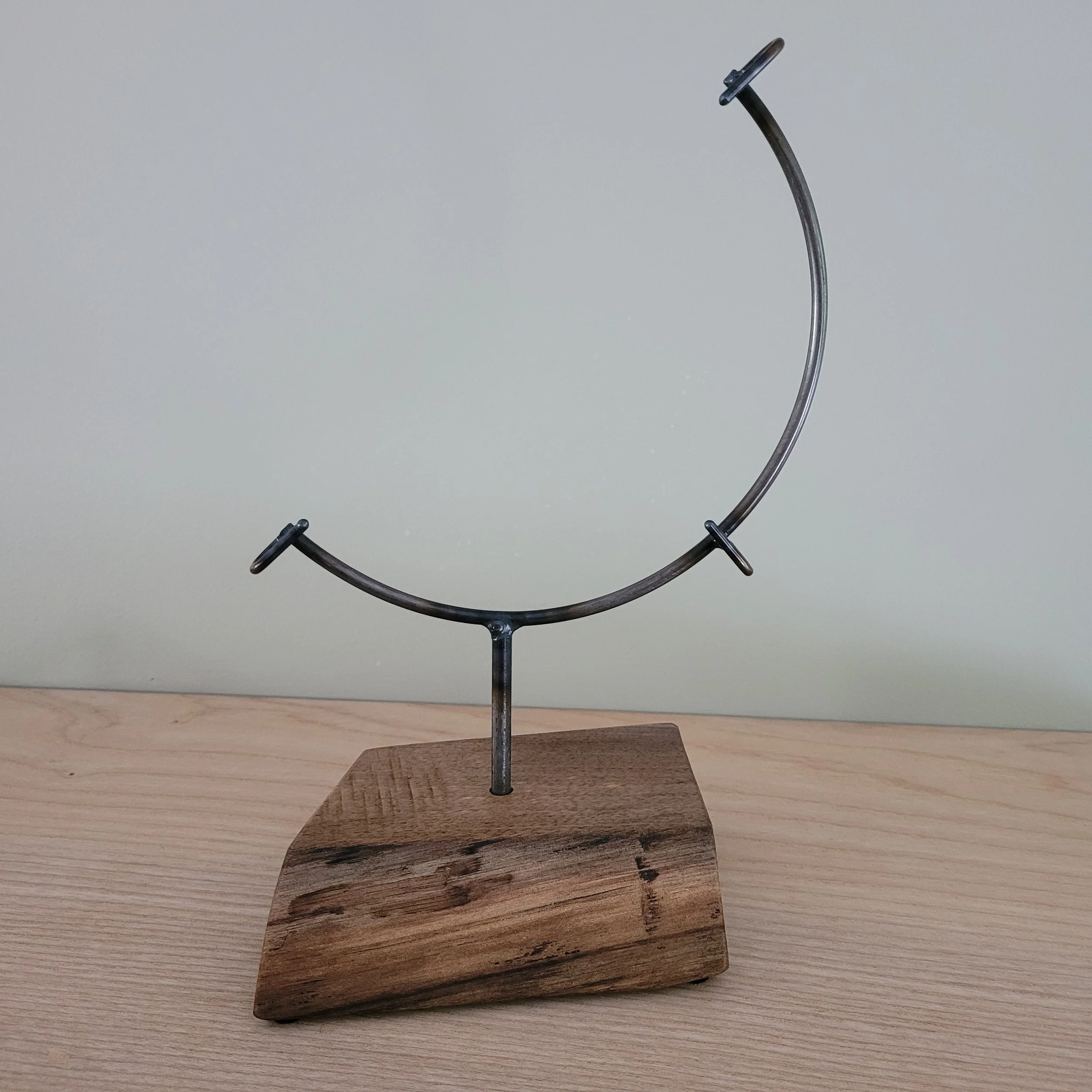 8" round glass stand on black walnut — dave hardell