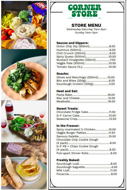 Sample Menus — Corner Peach