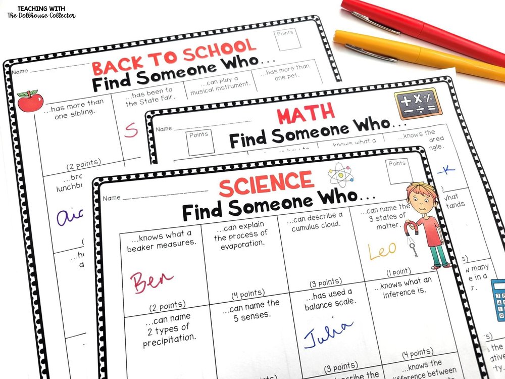 Back to School Icebreaker Activities for the Upper Elementary Classroom ...