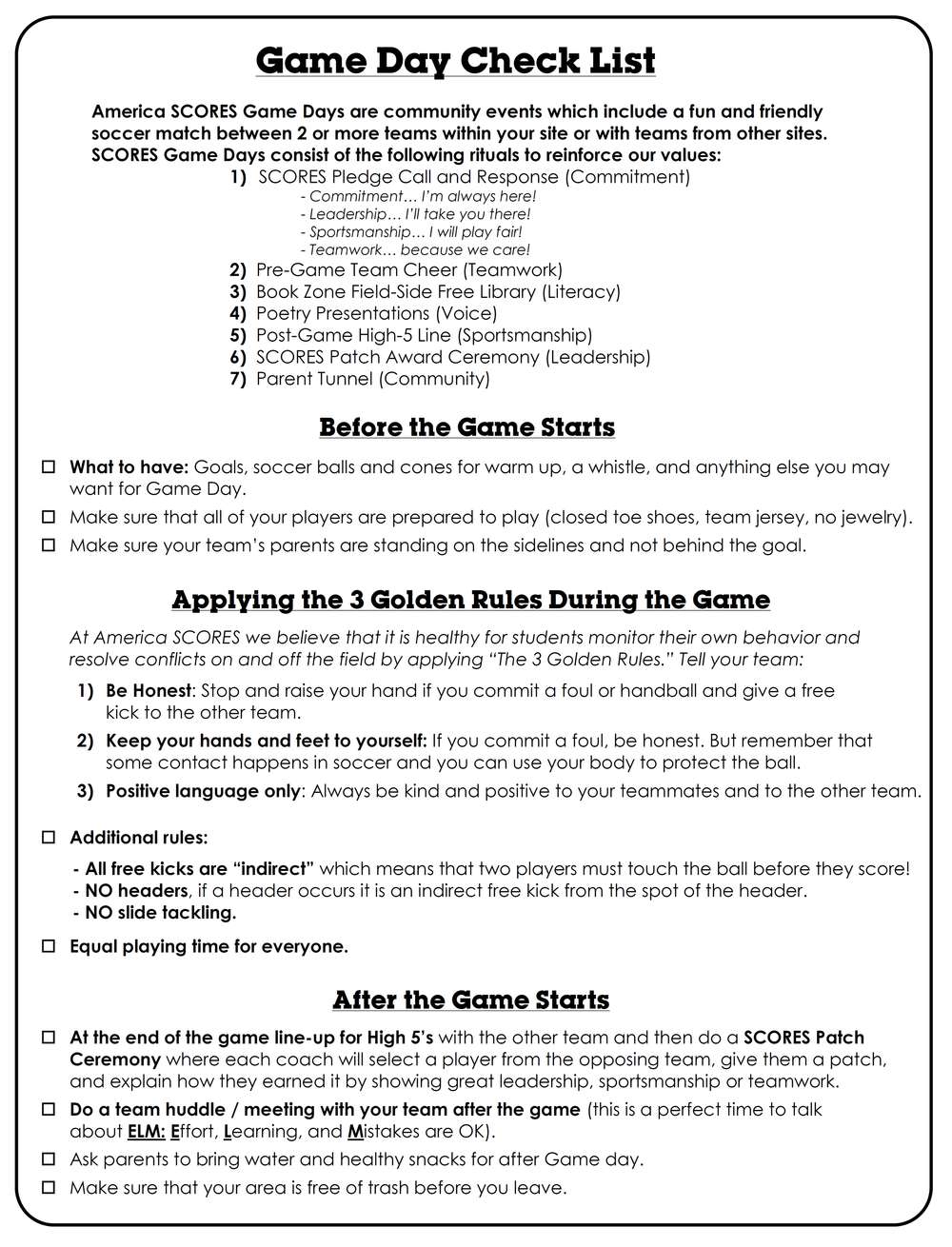 Game Days — SCORES U