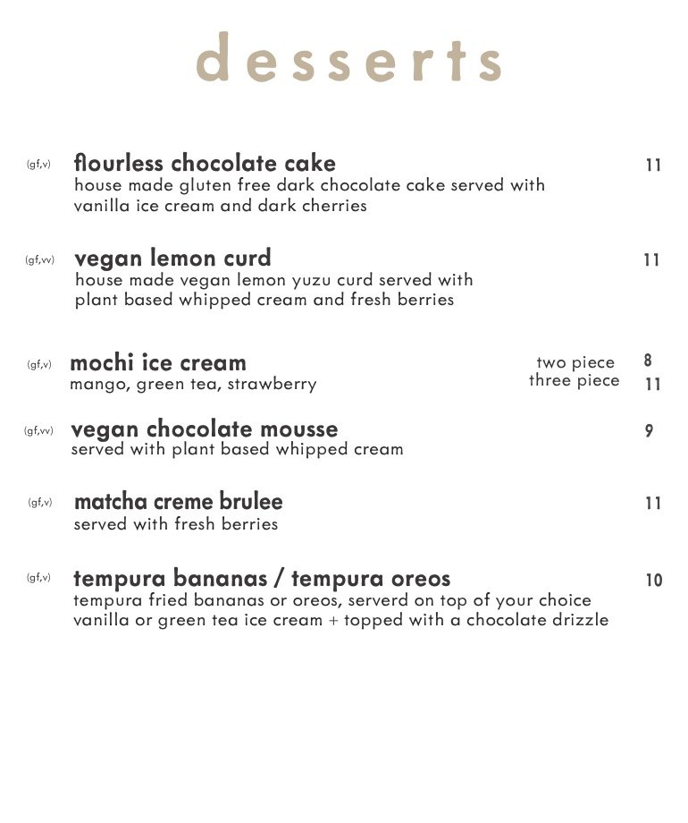 Dinner Menu — Sabaku Sushi