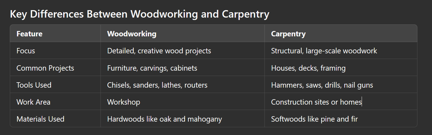 "Woodworking vs. Carpentry: Key Differences, Tools & Materials ...