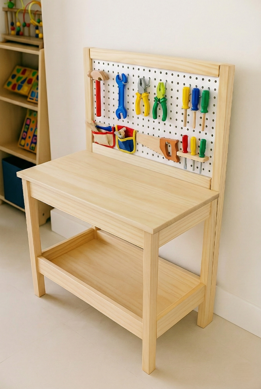 DIY Kids Workbench Plans | Child-Sized Workbench With Pegboard | Easy ...