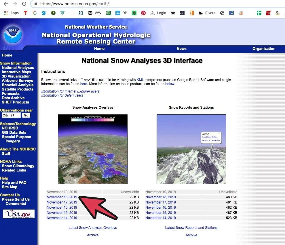 View snow levels and your route in Google Earth — Alpinesavvy