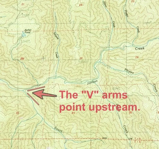 Look at stream flow patterns to see elevation change — Alpinesavvy
