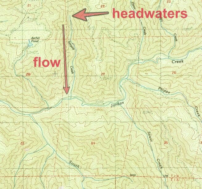 Look at stream flow patterns to see elevation change — Alpinesavvy