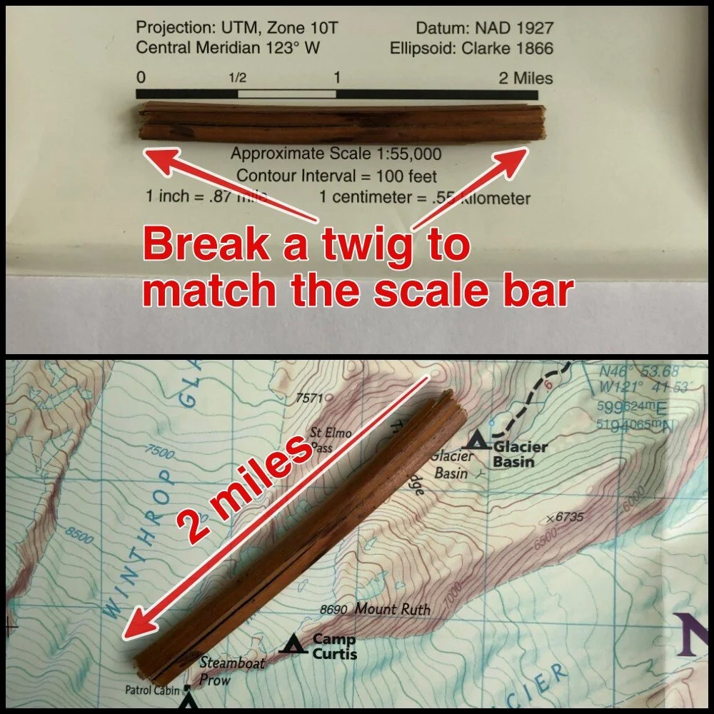 Measure map distance with a twig — Alpinesavvy