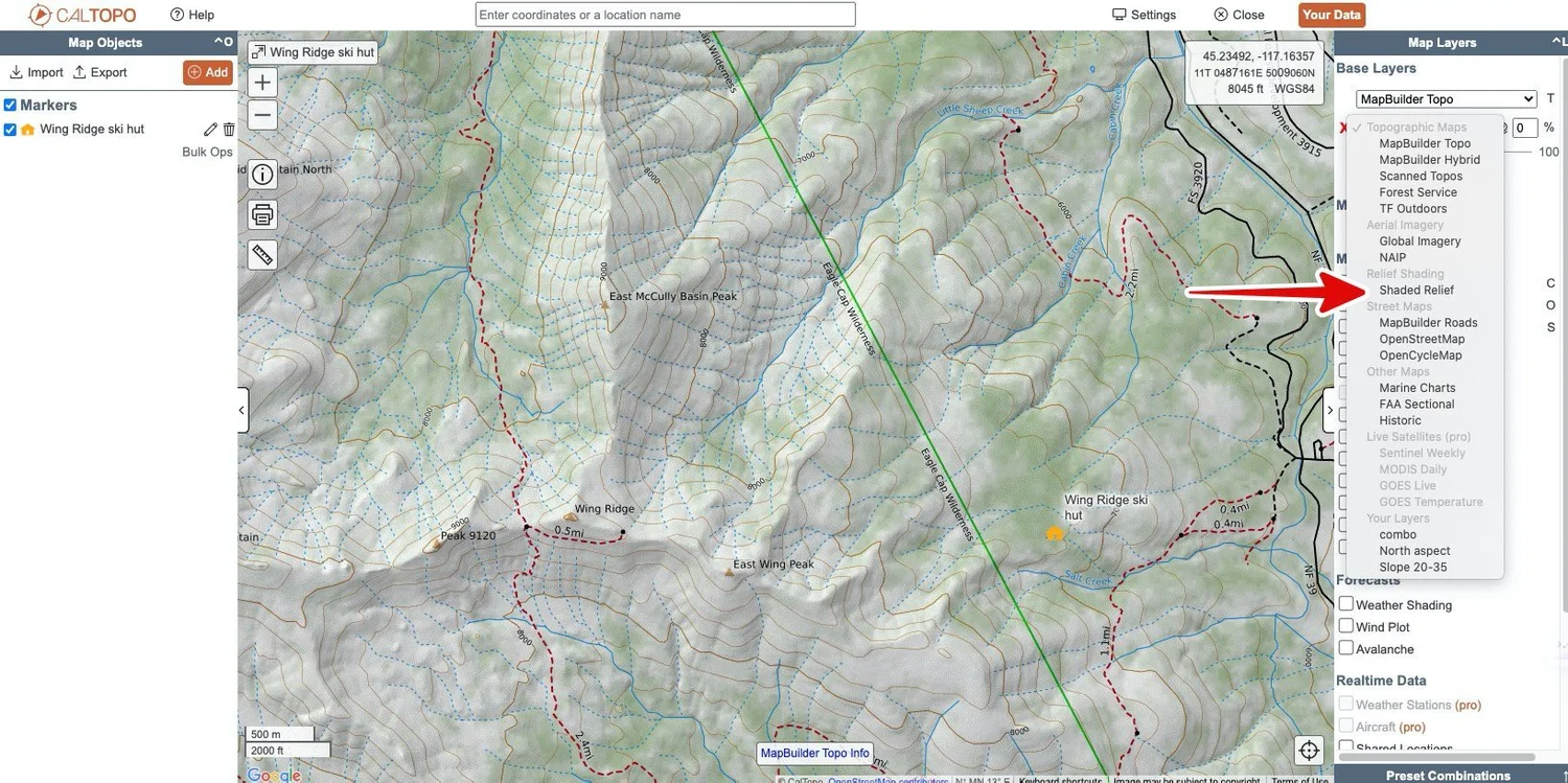 CalTopo pro tip - Custom terrain shading — Alpinesavvy