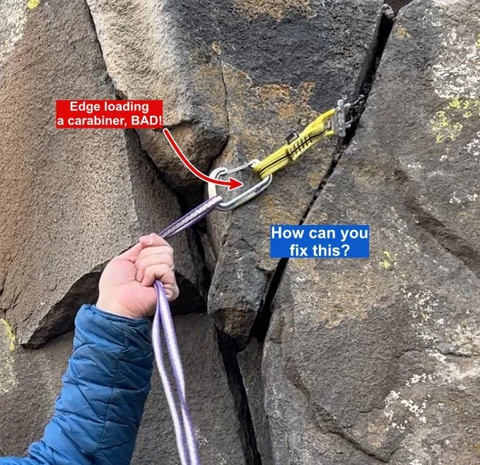 Two ways to avoid edge loading carabiners — Alpinesavvy