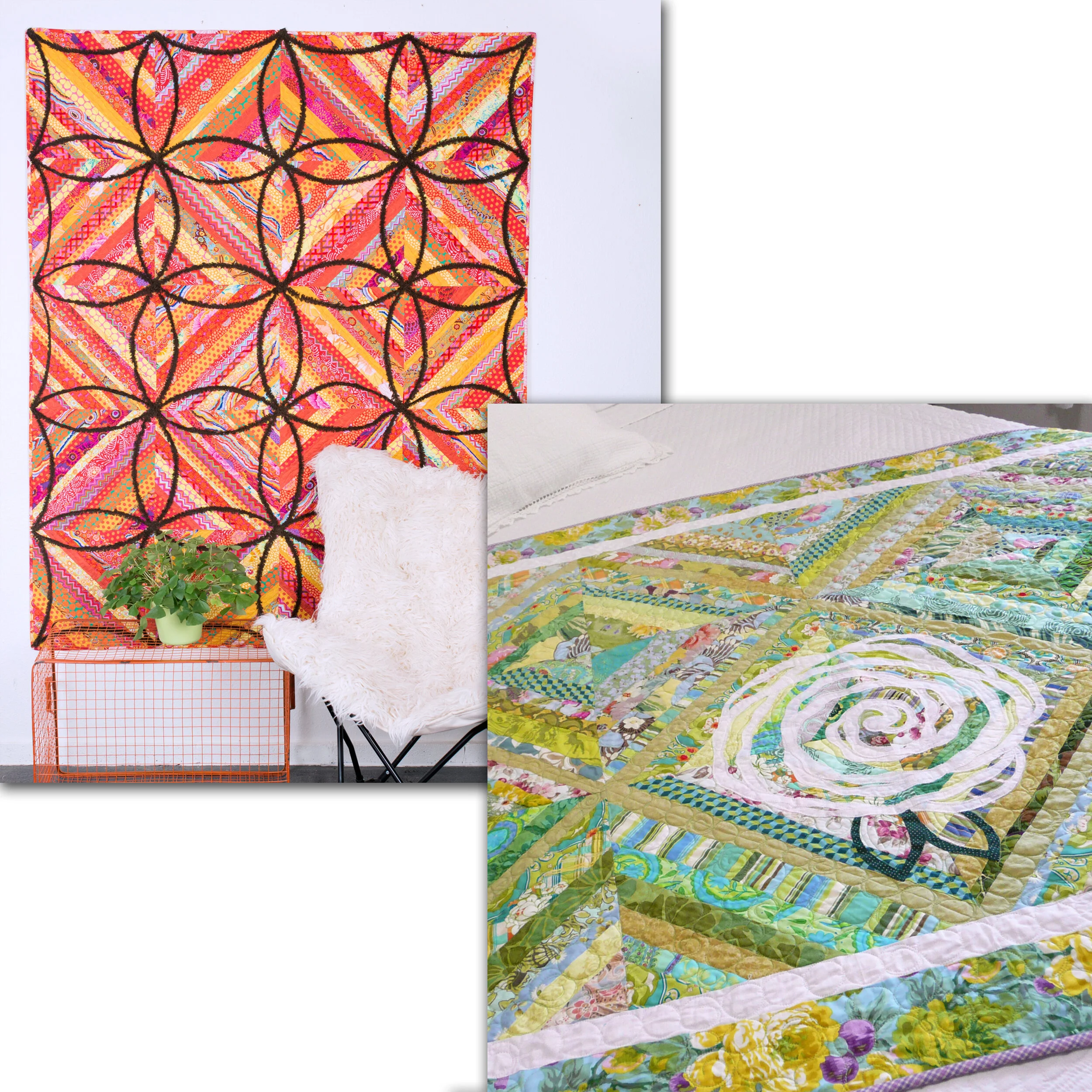 Double Wedding Strings + White Rose Quilt Pattern Bundle — Sewn Wyoming