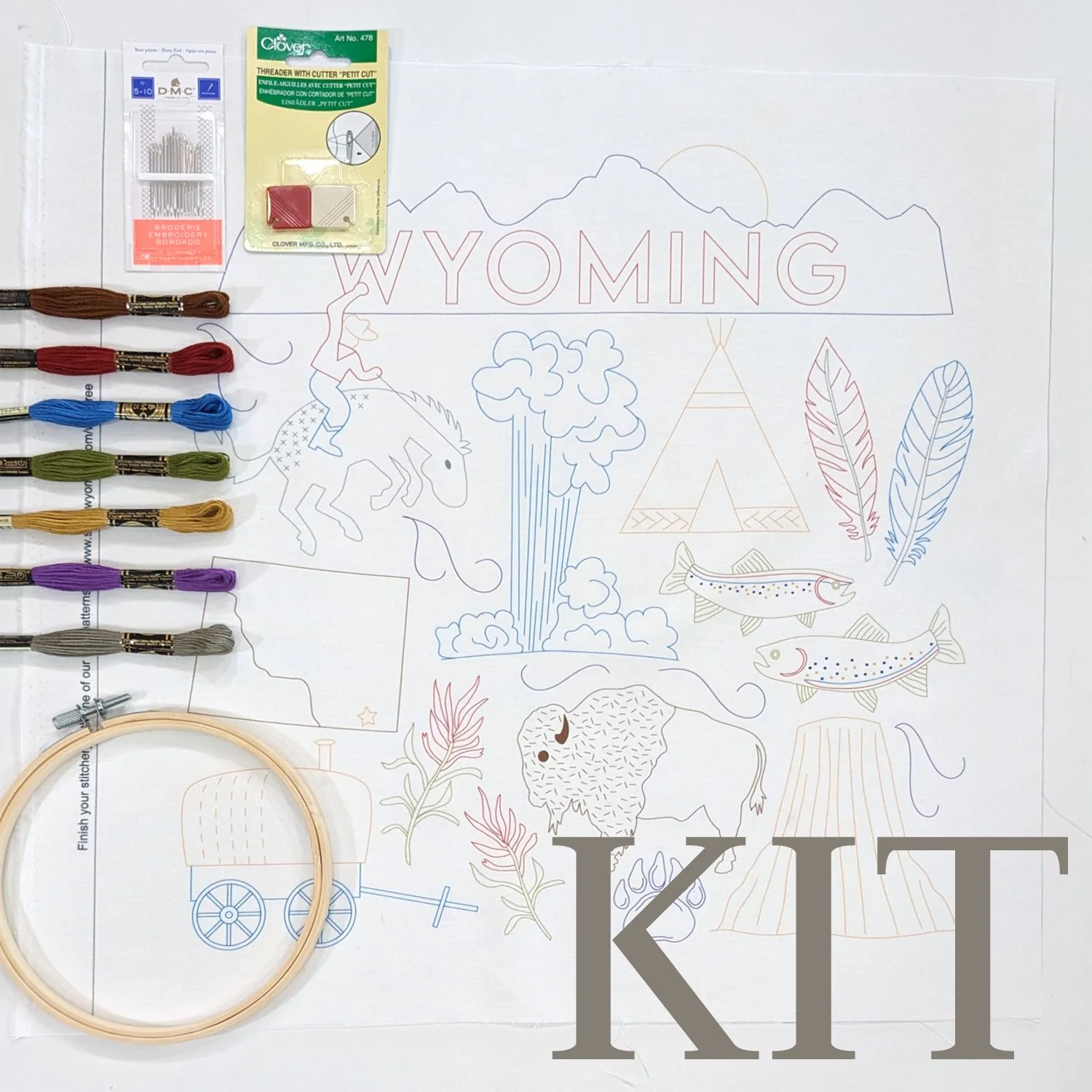 Wyoming State Sampler Embroidery Kit — Sewn Wyoming