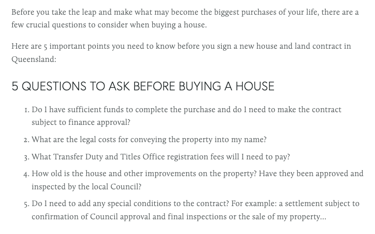 Conveyancing Checklist & Help for Home Buyers in Queensland — Horrocks ...