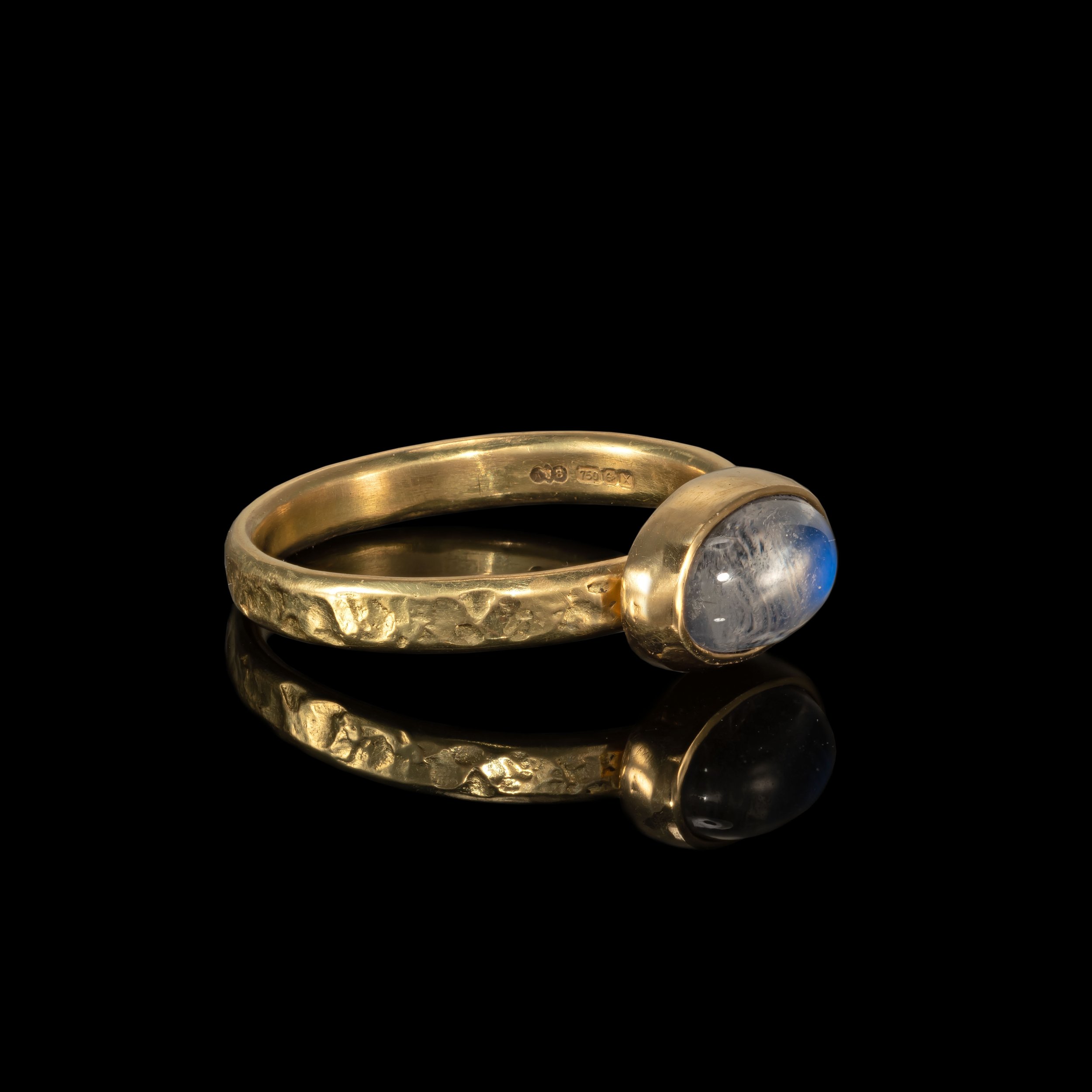 Fine Blue Moonstone 'Granite' Ring in 18ct Gold — Abigail Brown