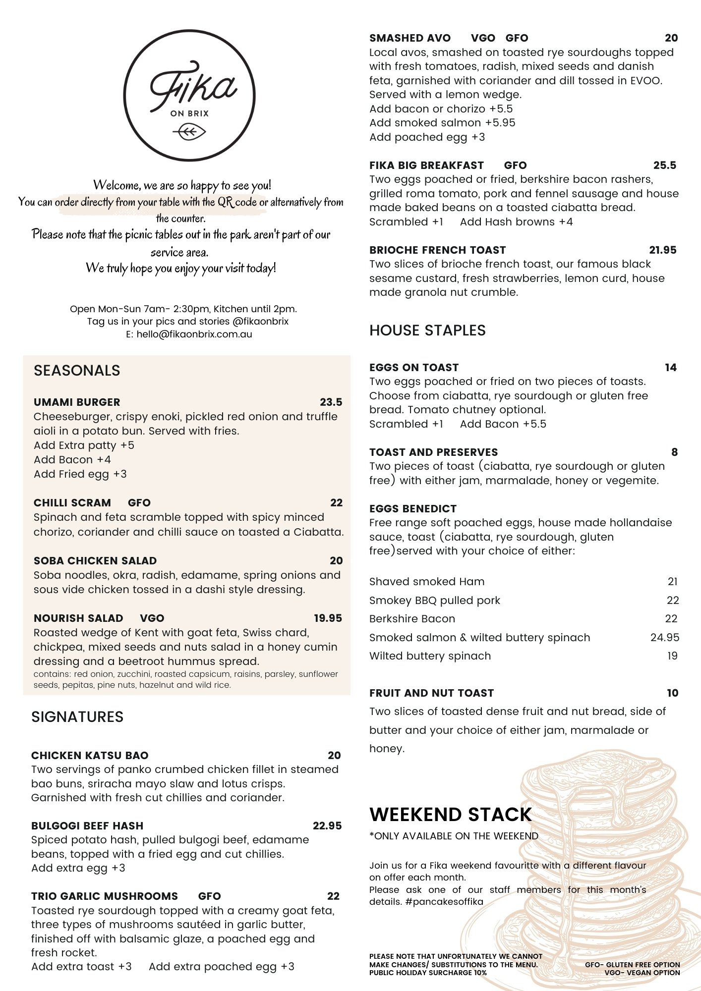 Menu — Fika on Brix