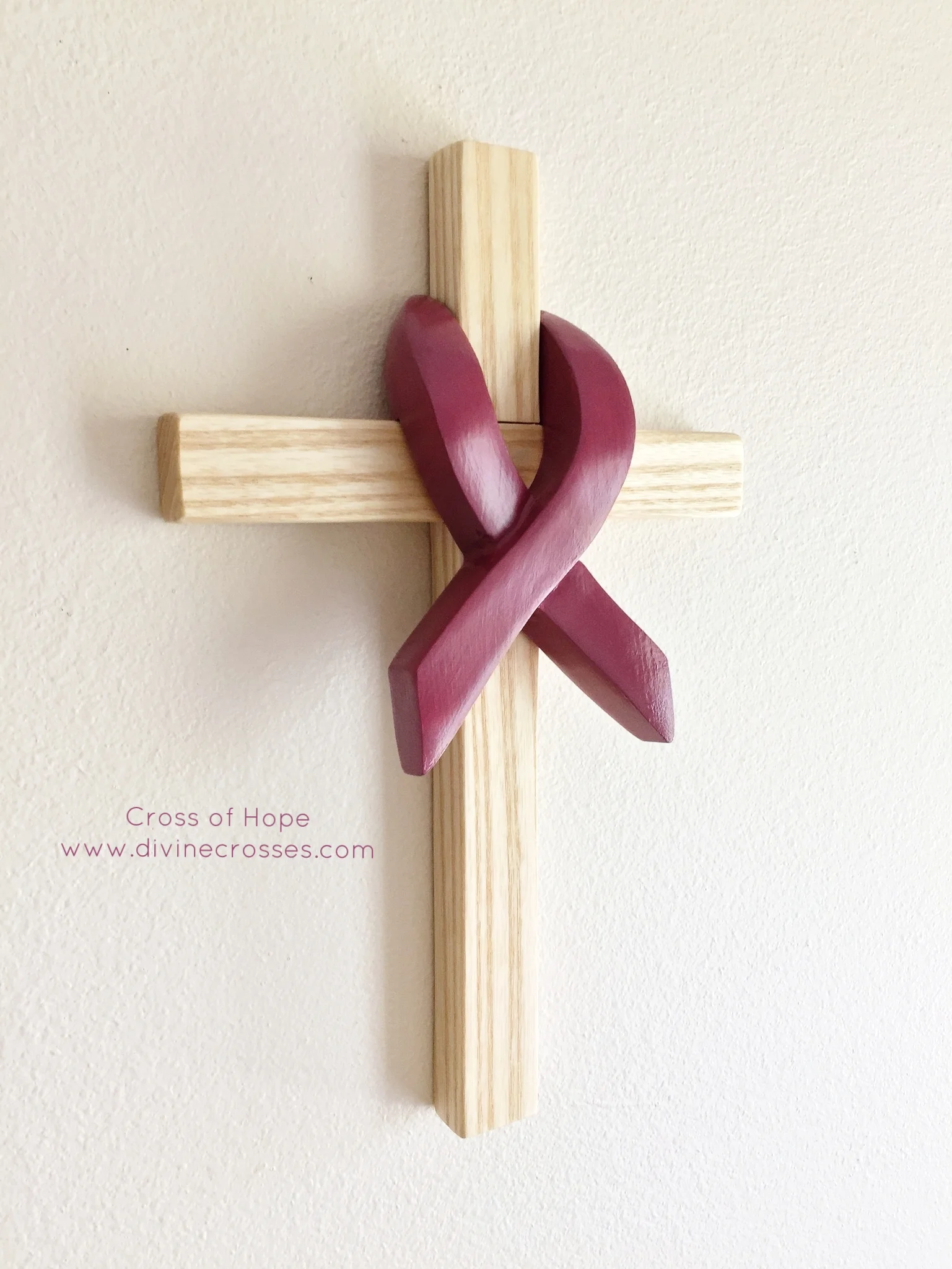 Cross of Hope - Burgundy Awareness Ribbon — DivineCrosses®