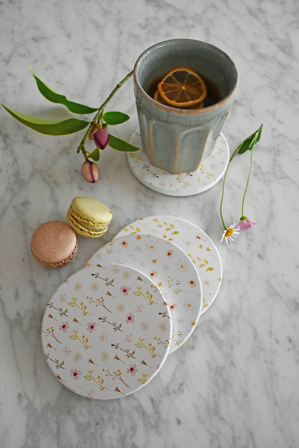 Flower Coasters | Round Ceramic Coasters — Talia Designs