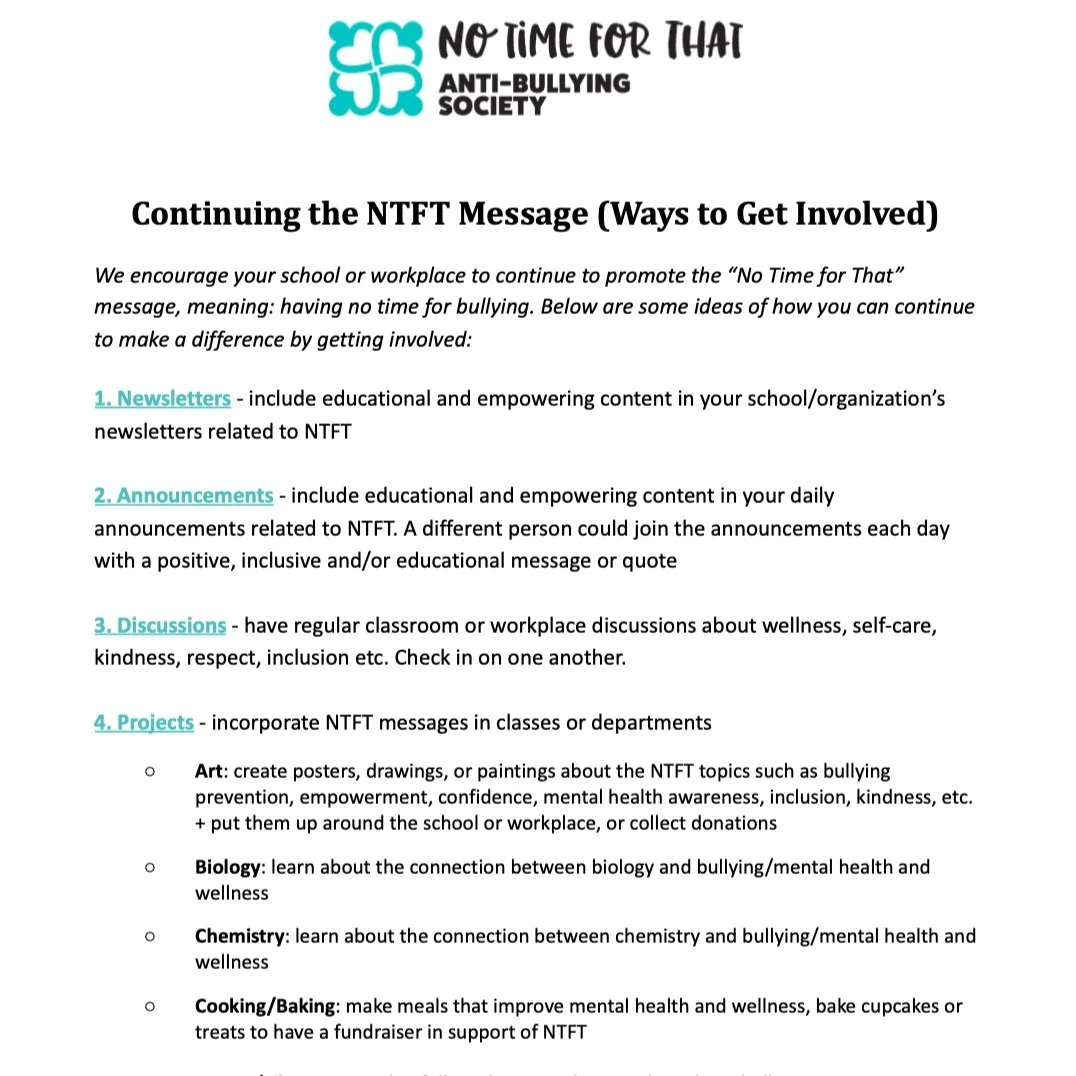 Educational Materials | Bullying Prevention Tools — No Time for That ...