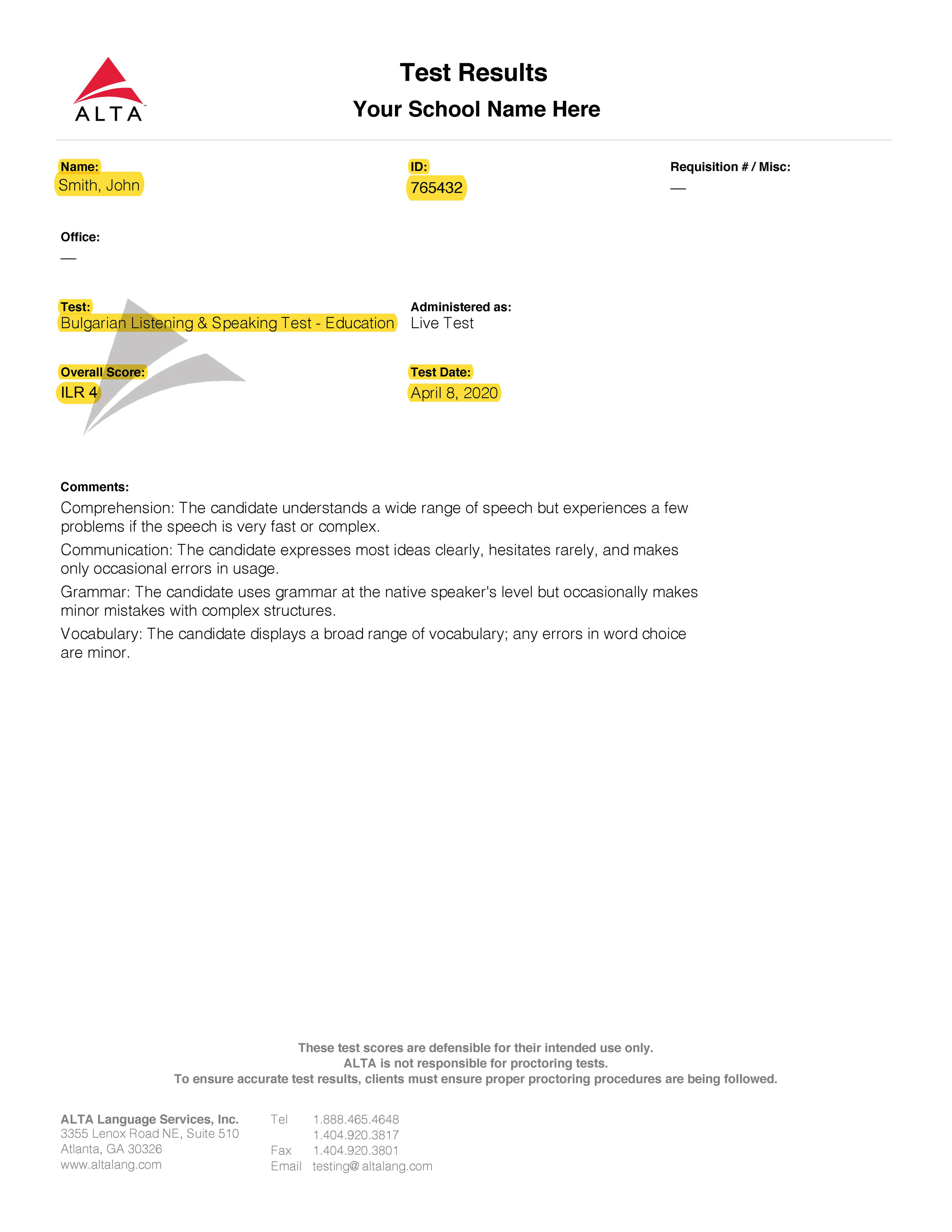 Score Reports — Global Seal of Biliteracy