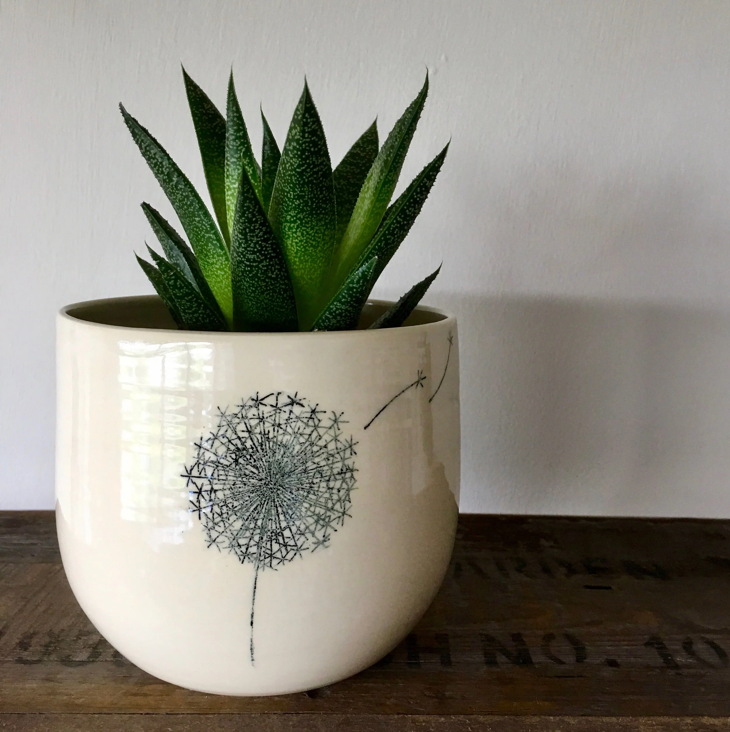 White dandelion planter — WENDY CALDER CERAMICS
