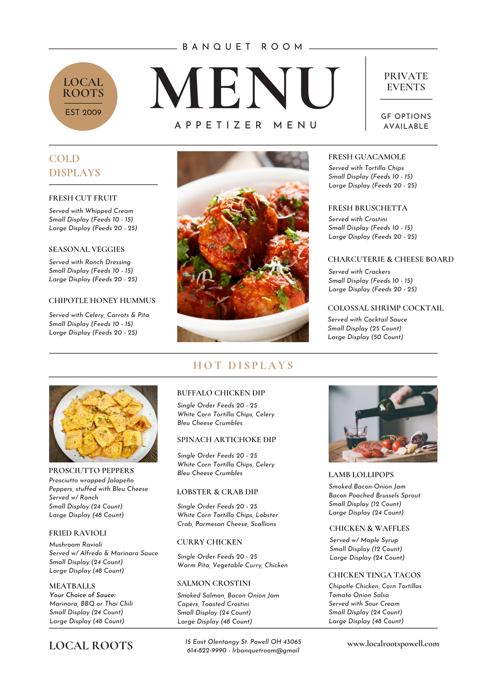 Banquet Room Menus — Local Roots