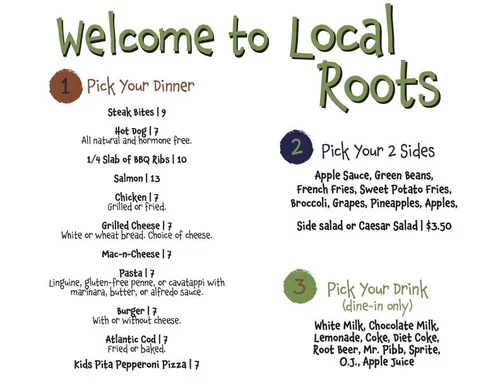 Kids Menu — Local Roots