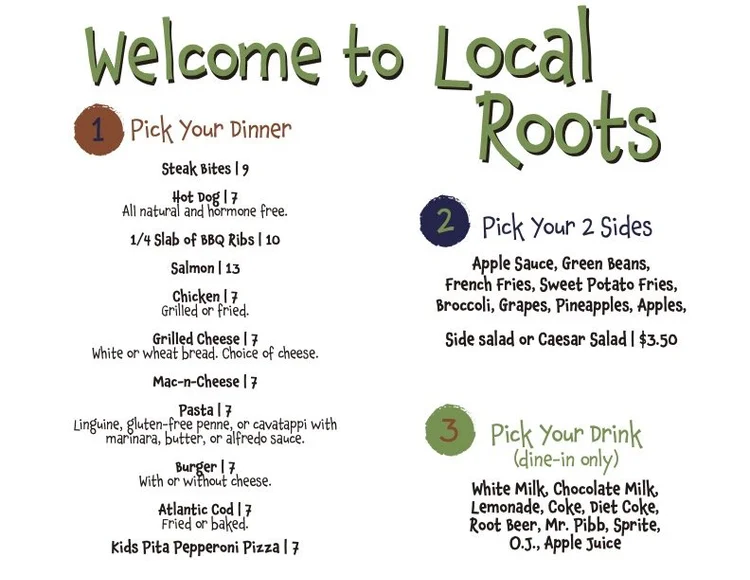 Kids Menu — Local Roots