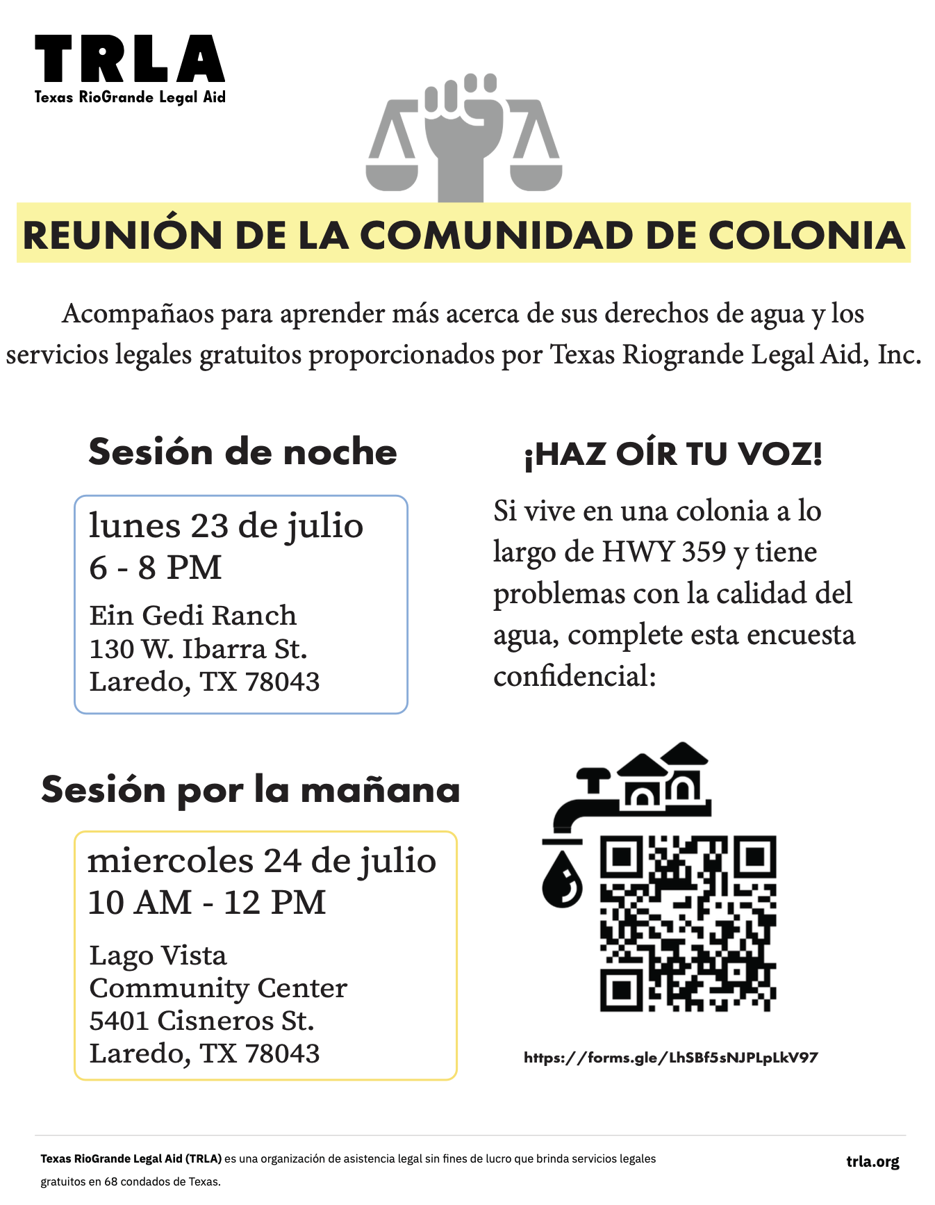 Know Your Rights (KYR): Colonia Community Meeting | Texas RioGrande ...