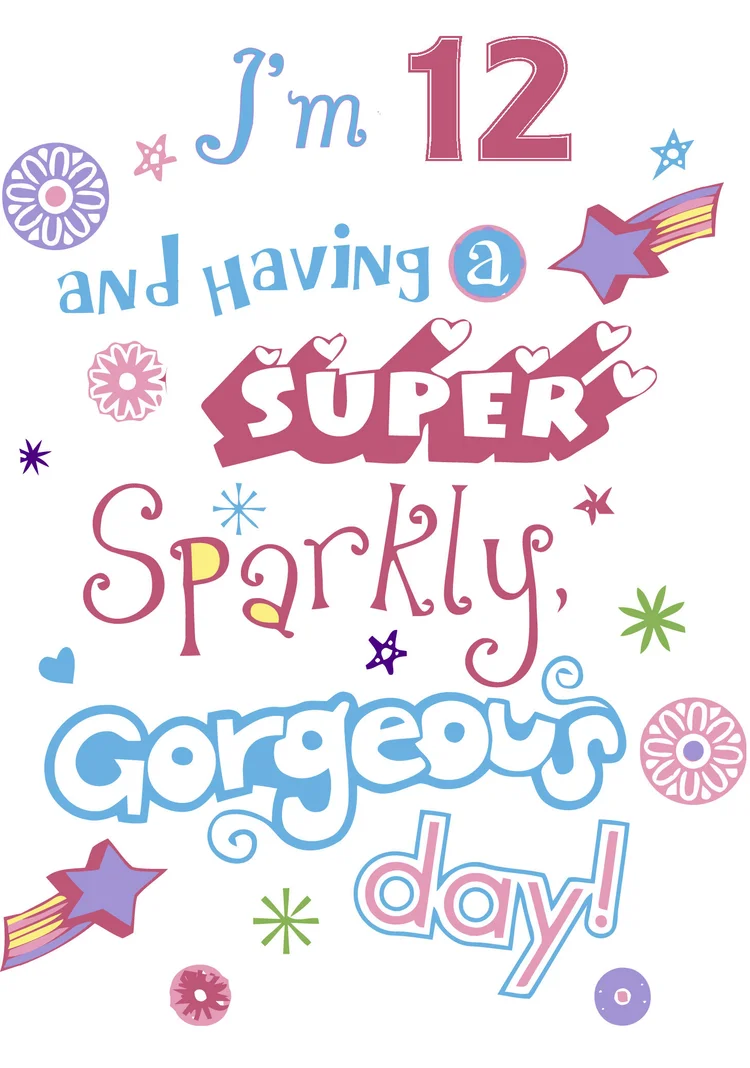 10 Gorgeous Printable Birthday Cards for 12 Year Olds (free ...