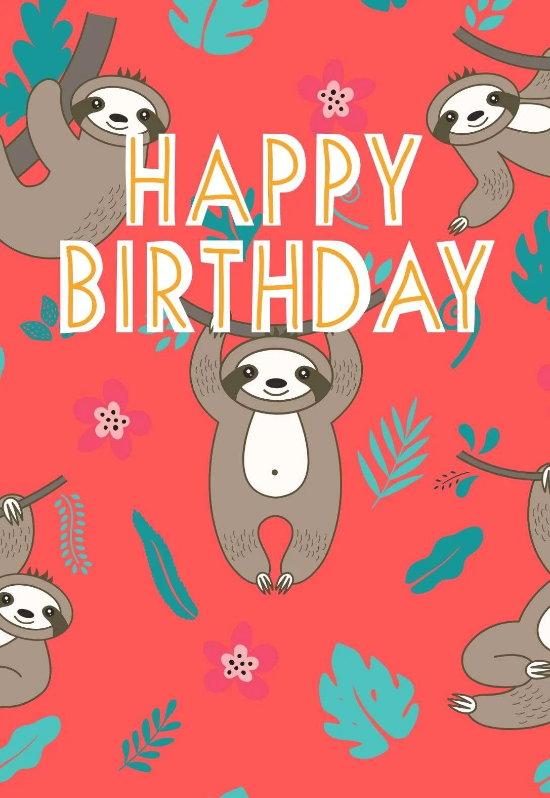 Sloth Printable Birthday Cards — PRINTBIRTHDAY.CARDS
