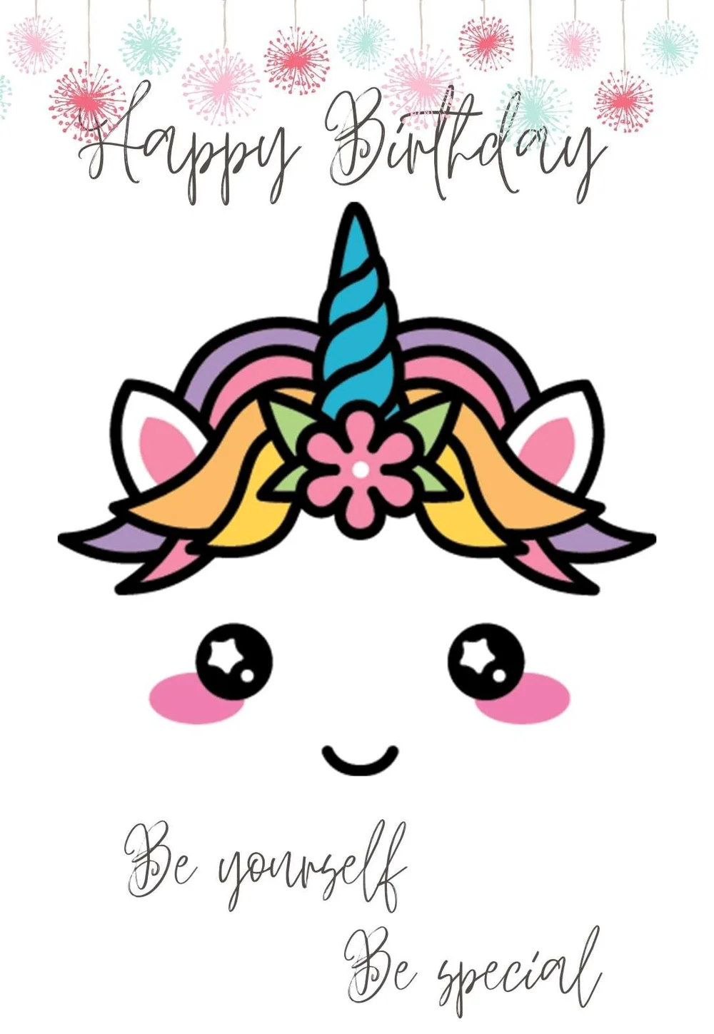 Unicorn Birthday Cards — PRINTBIRTHDAY.CARDS