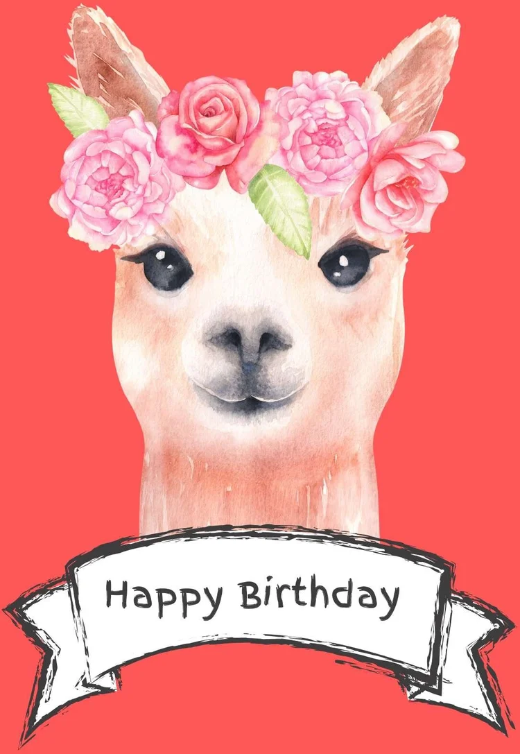 Llama Printable Birthday Cards — PRINTBIRTHDAY.CARDS