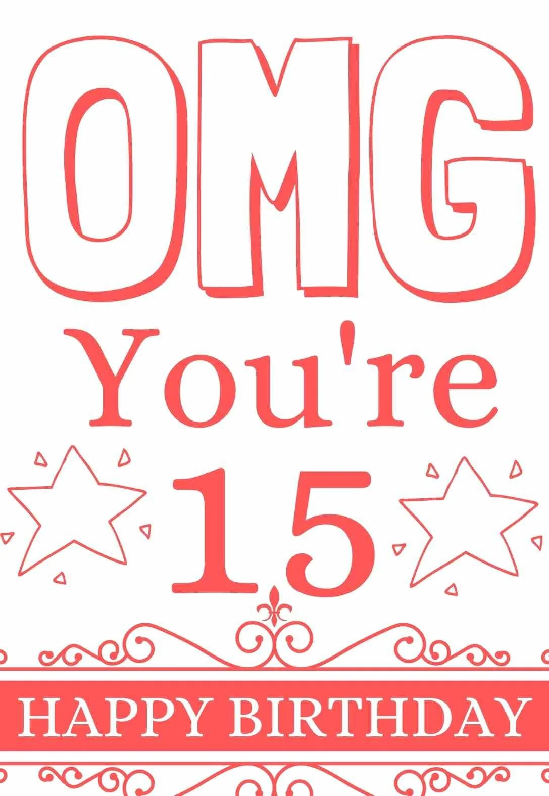 8 Wonderful Printable Birthday Cards for 15 Year Olds (free ...