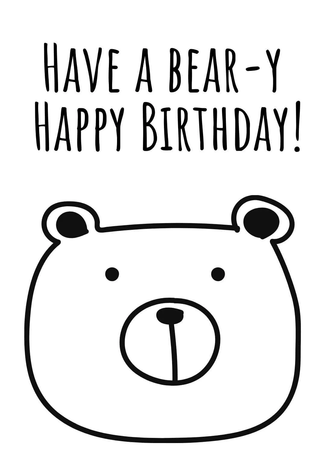 Bear Birthday Coloring Pages & Cards — PRINTBIRTHDAY.CARDS