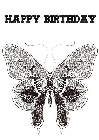 4 Beautiful Butterfly Printable Birthday Cards/Templates (free ...