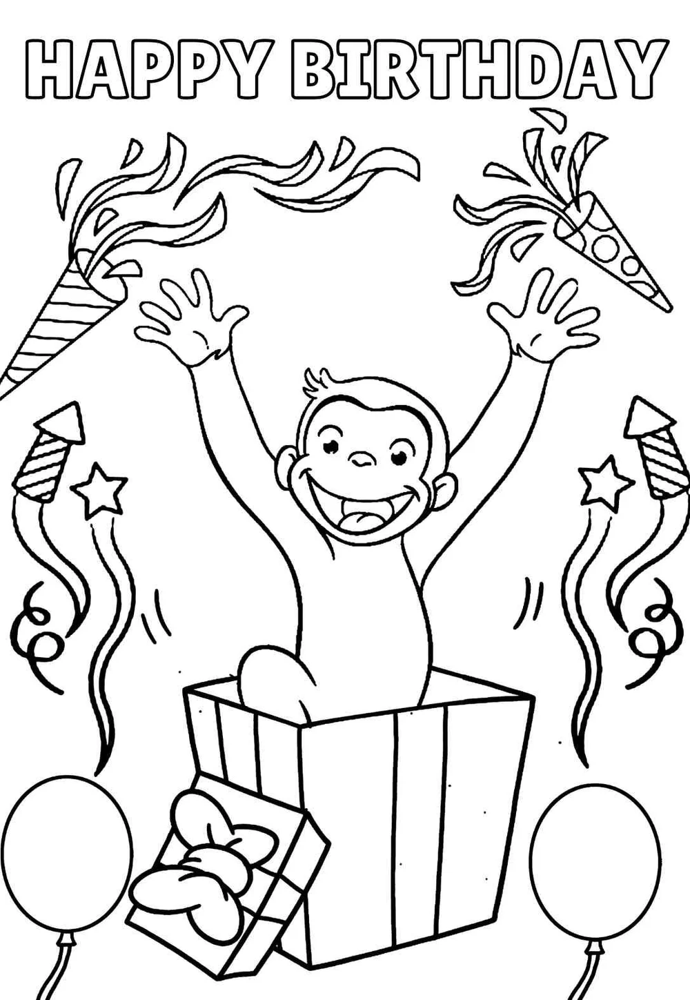 10 Fun Curious George Printable Coloring Pages & Cards (free ...