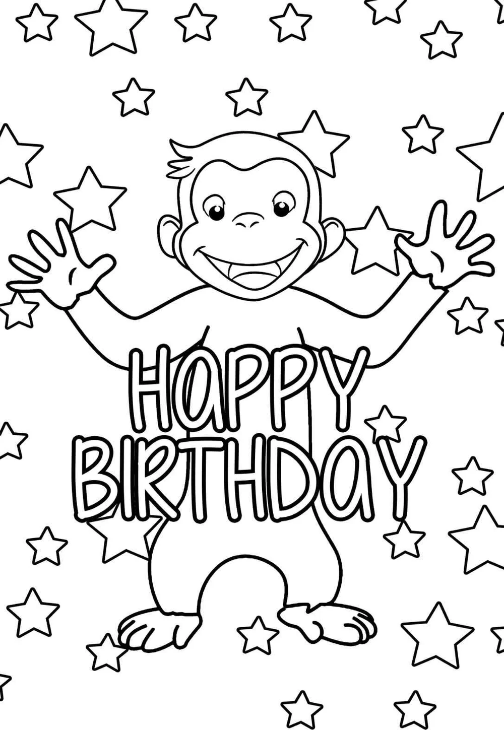 10 Fun Curious George Printable Coloring Pages & Cards (free ...