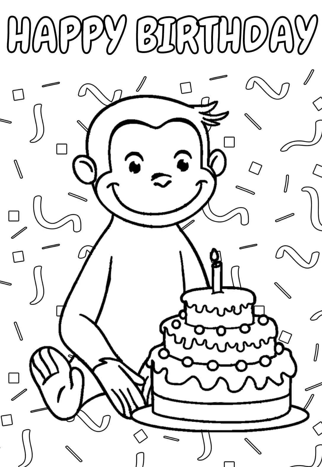 10 Fun Curious George Printable Coloring Pages & Cards (free ...