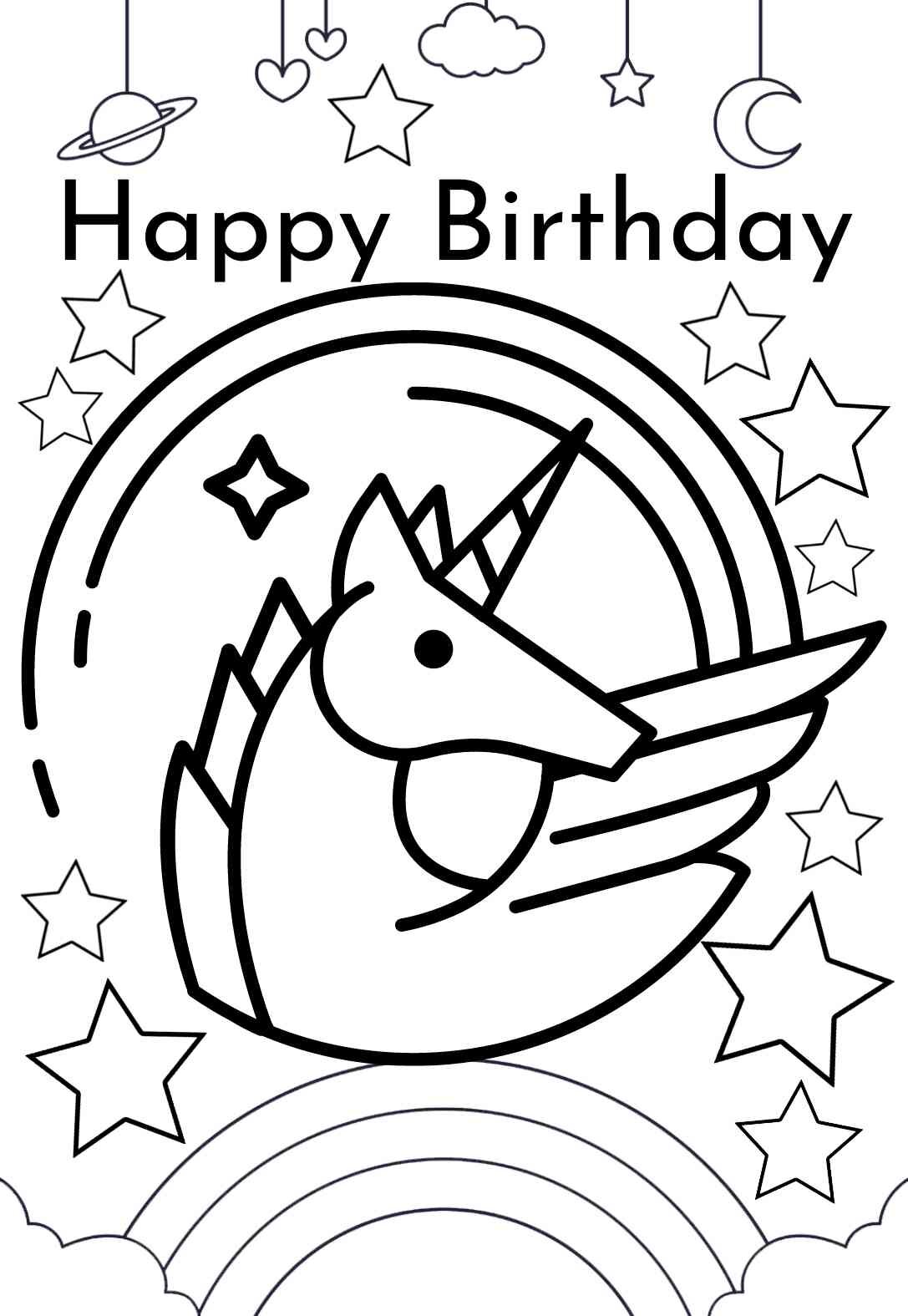 14 Unbelievable Unicorn Coloring Pages & Cards (free) — PRINTBIRTHDAY.CARDS