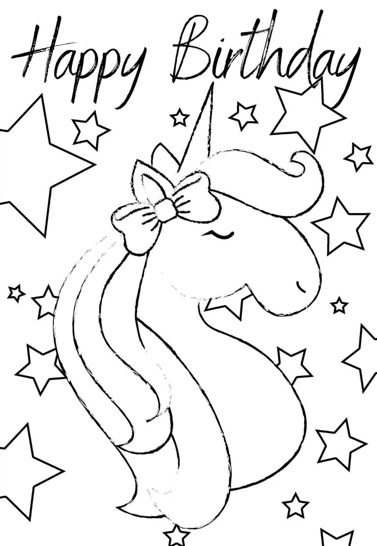 14 Unbelievable Unicorn Coloring Pages & Cards (free) — PRINTBIRTHDAY.CARDS