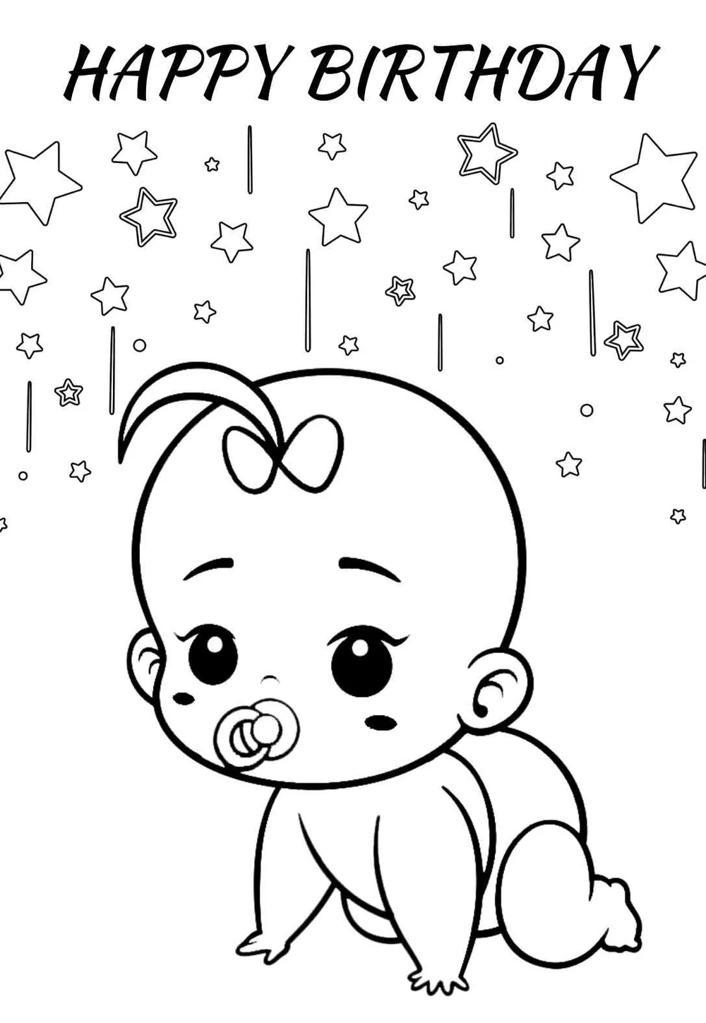 Beautiful Coloring Pages for a 1st Birthday Celebration (cards also ...