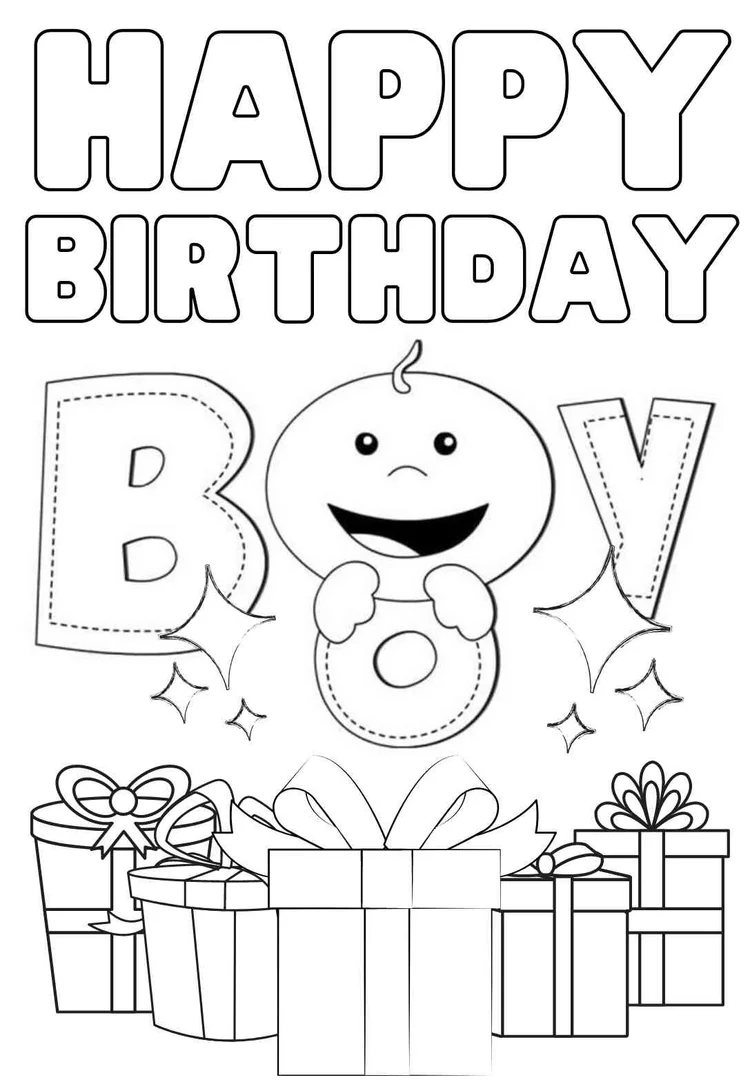 Beautiful Coloring Pages for a 1st Birthday Celebration (cards also ...