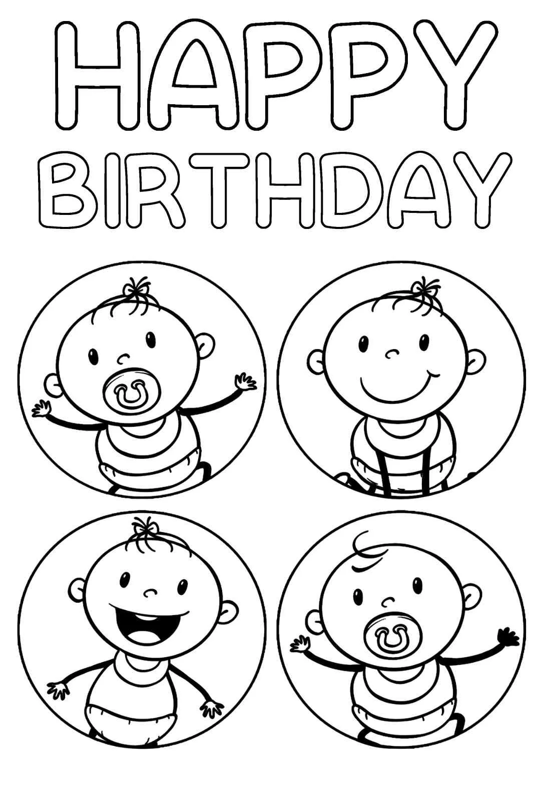 Beautiful Coloring Pages for a 1st Birthday Celebration (cards also ...